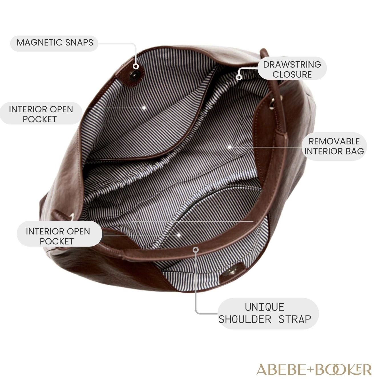 Hobo Slouch Purse - Elegant and Spacious Genuine Leather Bag – Abebe+Booker